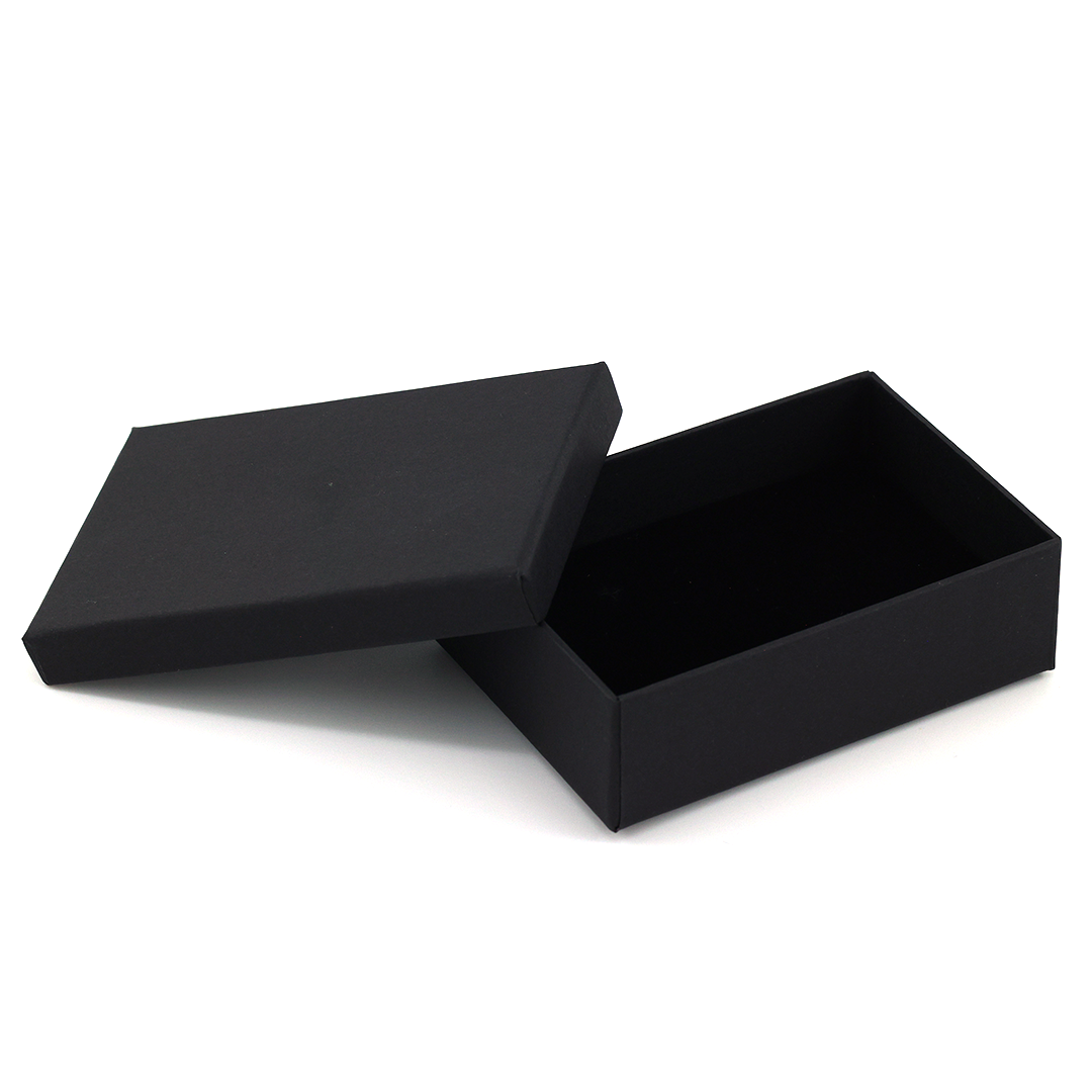🆕 Black Cardboard Jewellery Gift Box with Black Velvet Insert for Pend ...