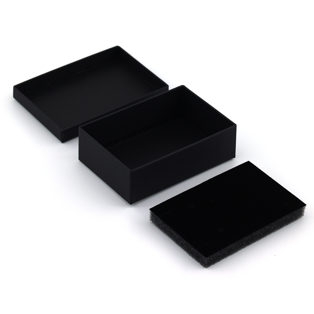 🆕 Black Cardboard Jewellery Gift Box with Black Velvet Insert for Pend ...