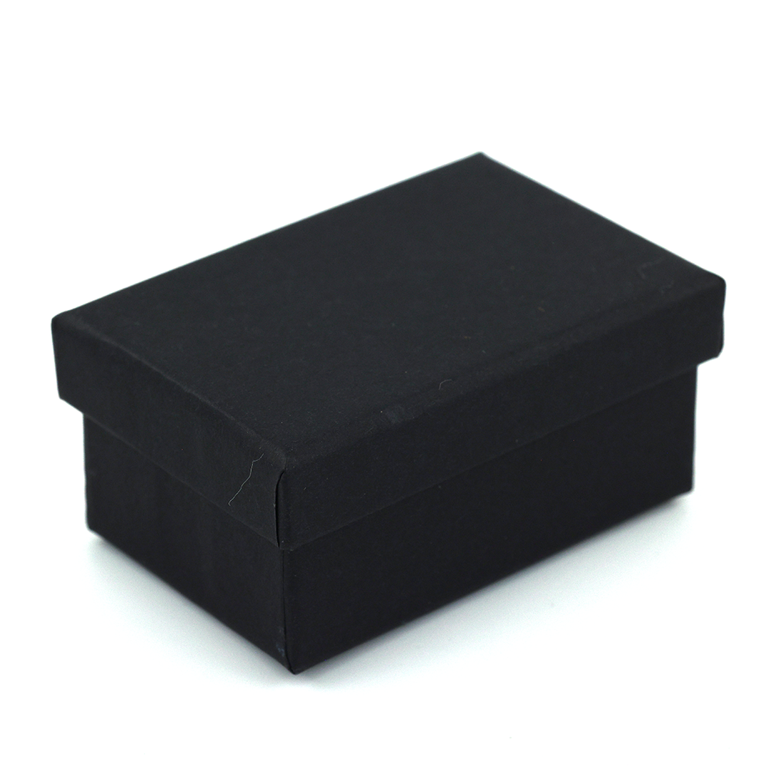 🆕 Black Cardboard Jewellery Gift Box with Black Velvet Insert for Doub ...