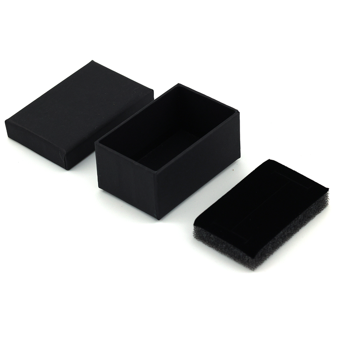 🆕 Black Cardboard Jewellery Gift Box with Black Velvet Insert for Doub ...