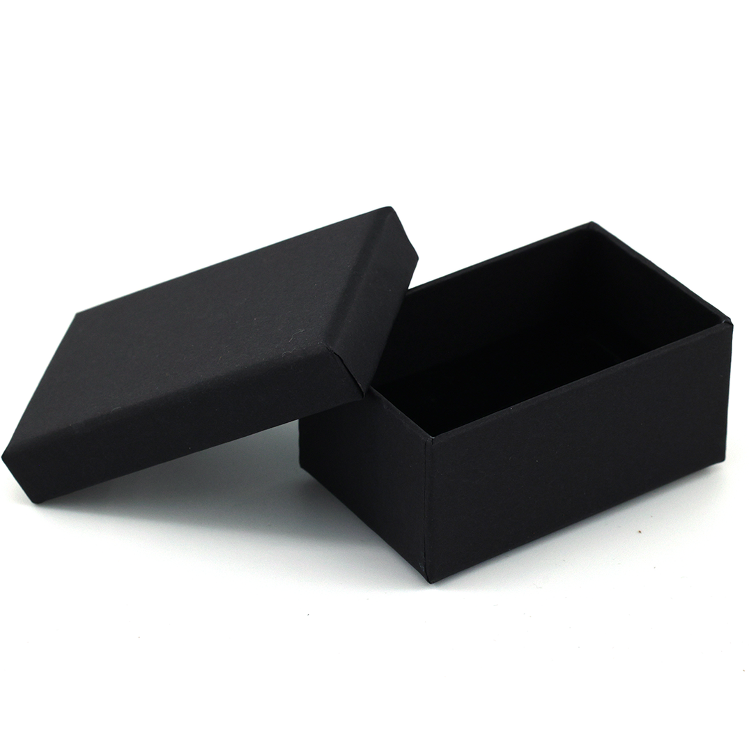 🆕 Black Cardboard Jewellery Gift Box with Black Velvet Insert for Doub ...