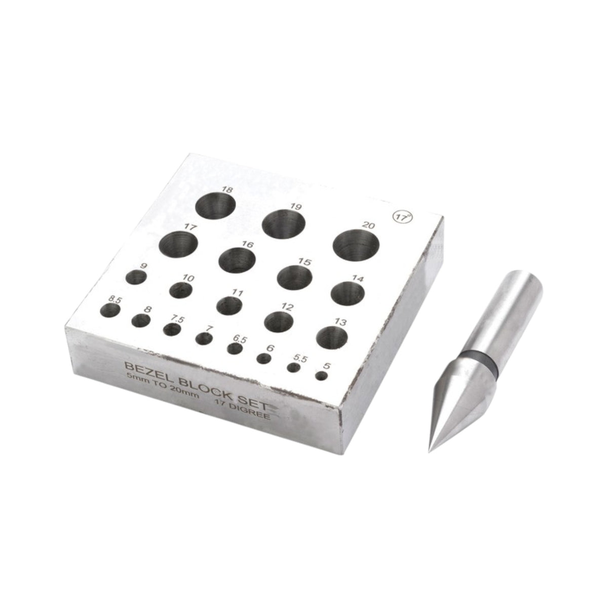 🆕 Bezel Block & Punch Set (Collet Plate) - ROUND 5mm to 20mm / 17 degr ...
