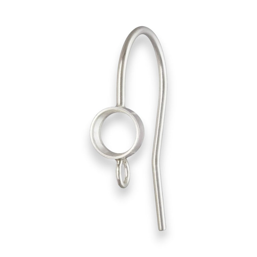 🔗 Earhook / Shepherd Hook (with Bezel Setting & Drop) in Sterling Silv ...